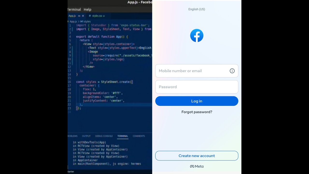 Facebook Login UI in 5 minutes | React Native