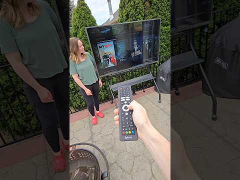 THIS TV STAYS OUTSIDE!?🤯☀️  #gaming #setup #TV #viral Sylvox 65" 2000Nit Google Outdoor TV