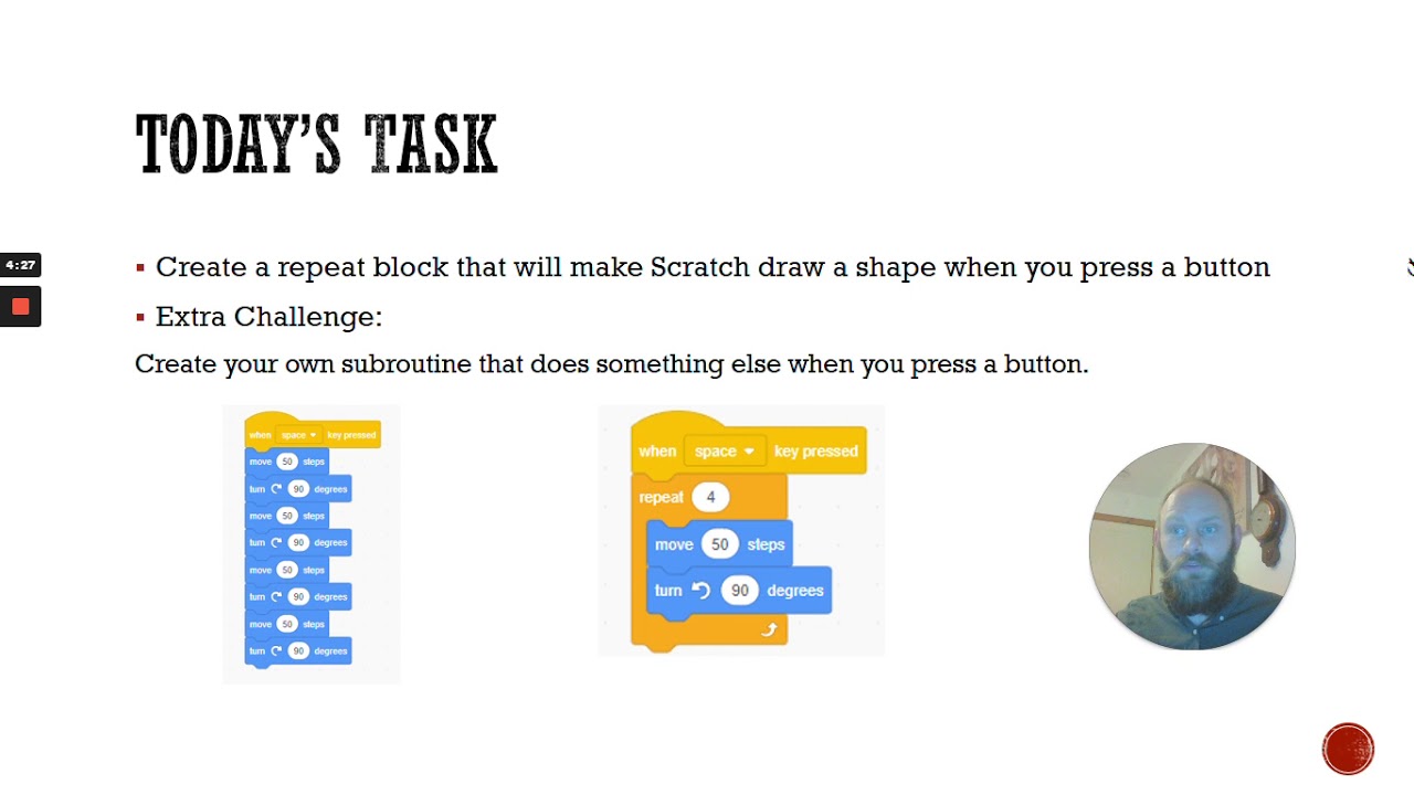 Y3 Scratch Programming Lesson 2 - Repeat Blocks