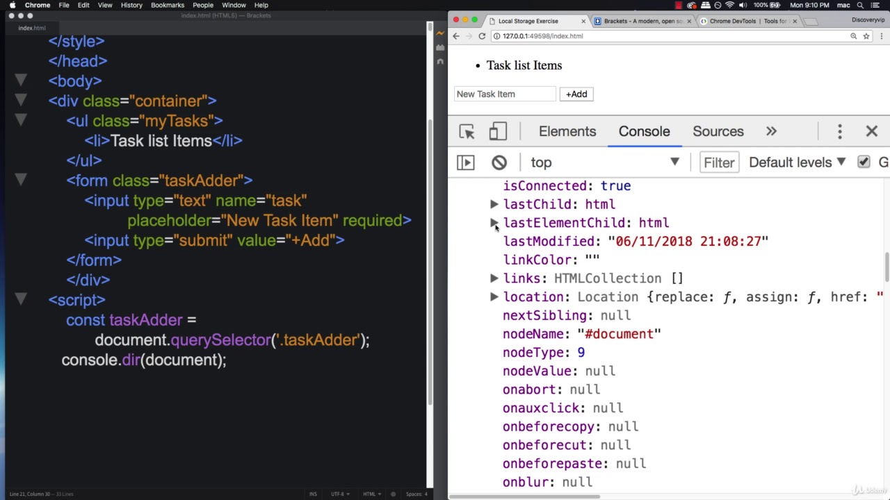 JavaScript Exercise Local Storage Task List : JavaScript DOM Element Selection