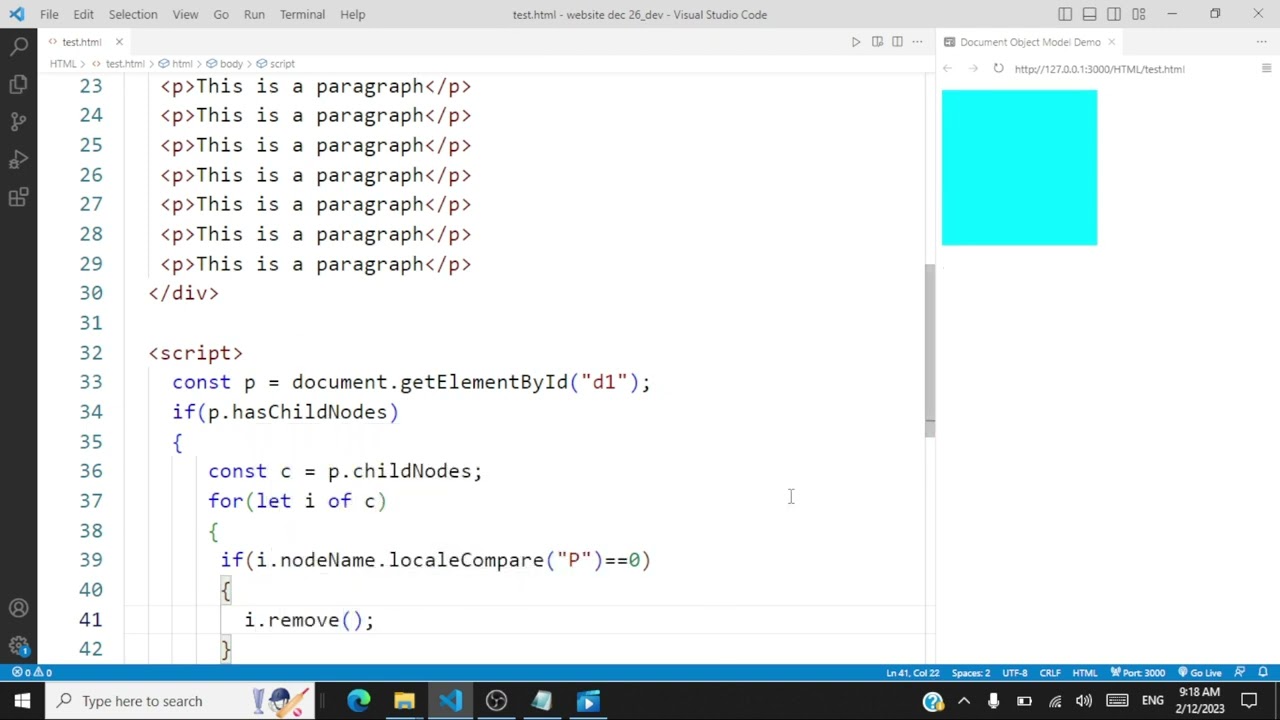 JavaScript - createNode() ,createTextNode(), insertBefore(), replaceChild(), remove(), setAttribute