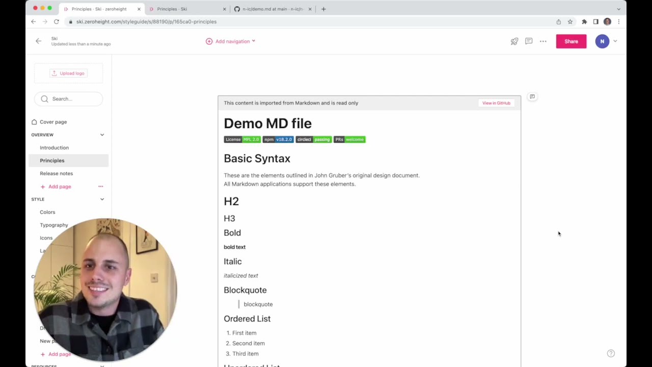 Sync markdown from GitHub with zeroheight