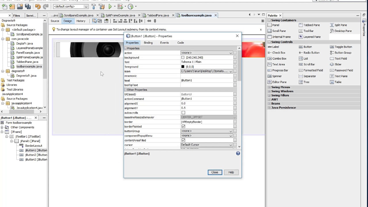 How to use Tool Bar in Swing Tutorial part-14 || Java Code