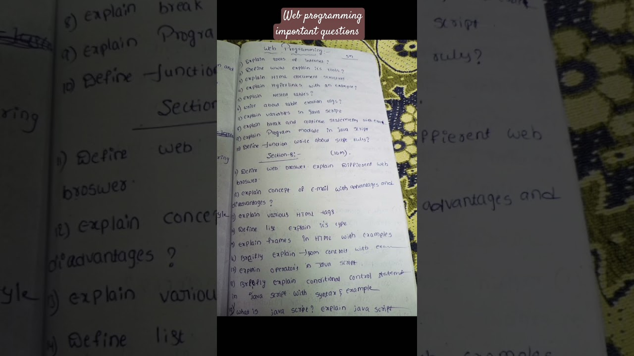 #web programming important questions2023 #how to pass web programming BCA