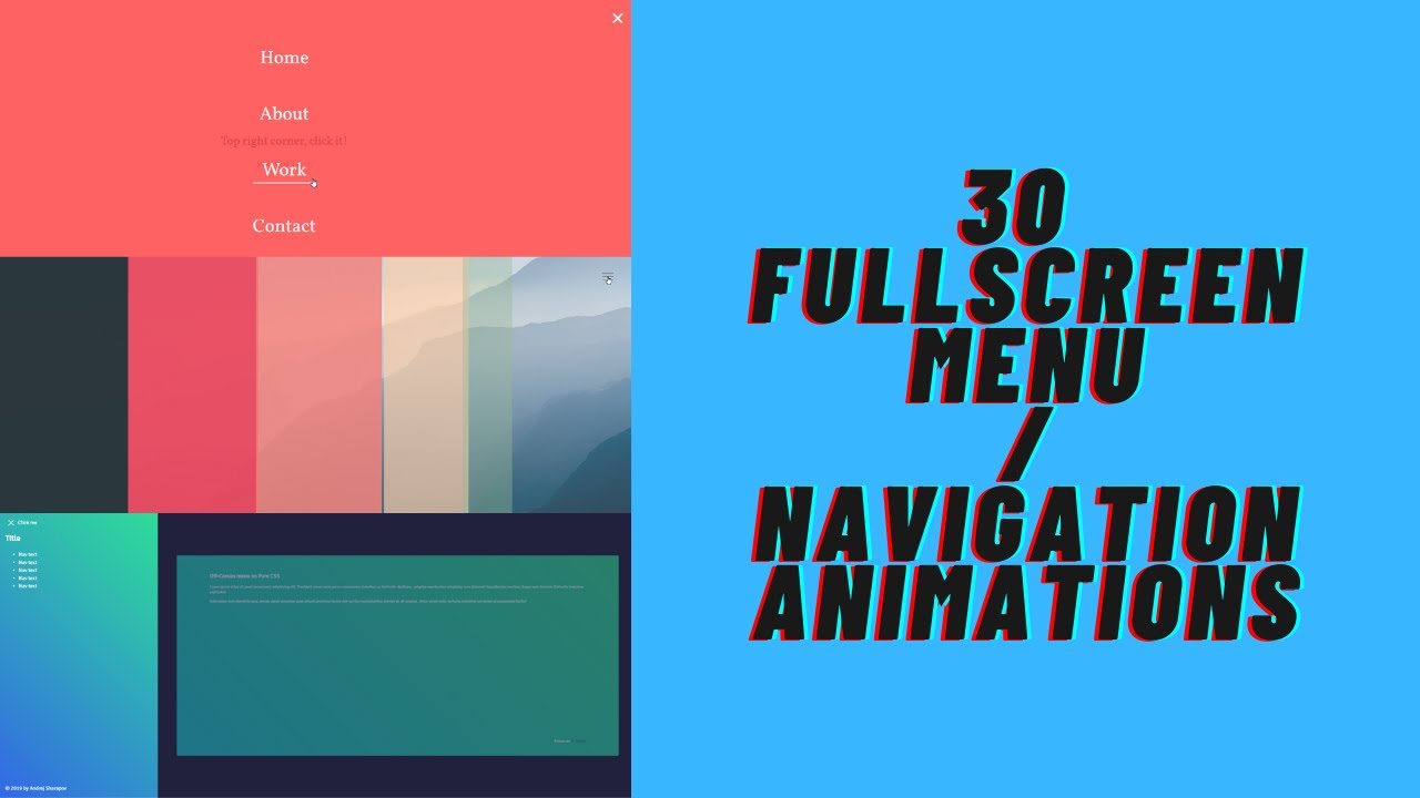 30 fullscreen menu/navigation animations | HTML, CSS, JS
