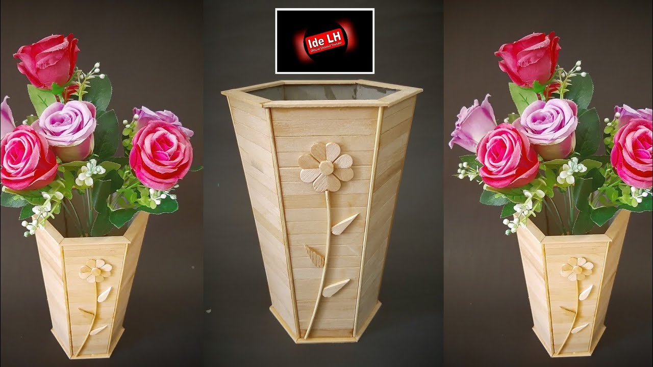 Membuat Vas Bunga dari Stik Es Krim & Karton Board | Flower Vase | Popsicle Sticks