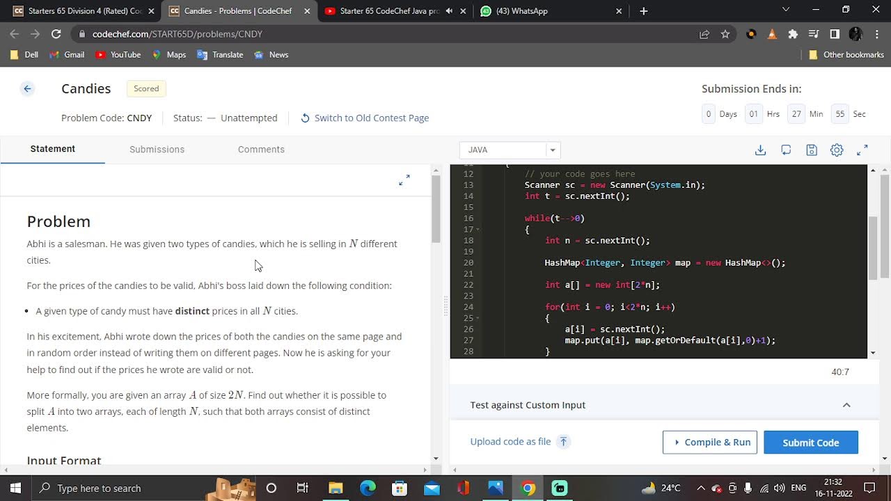 Starter 65 CodeChef Java programs #java #starter #codechef