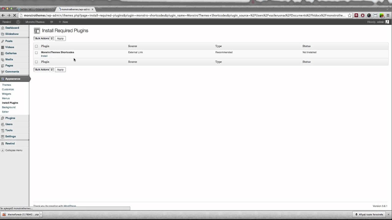 Install Rewind WordPress Theme