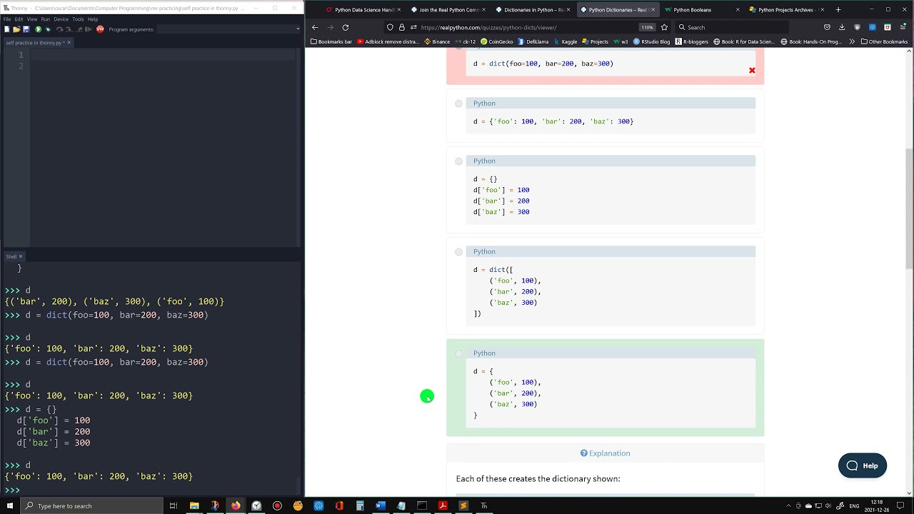 Real Python's Quiz on Dictionaries