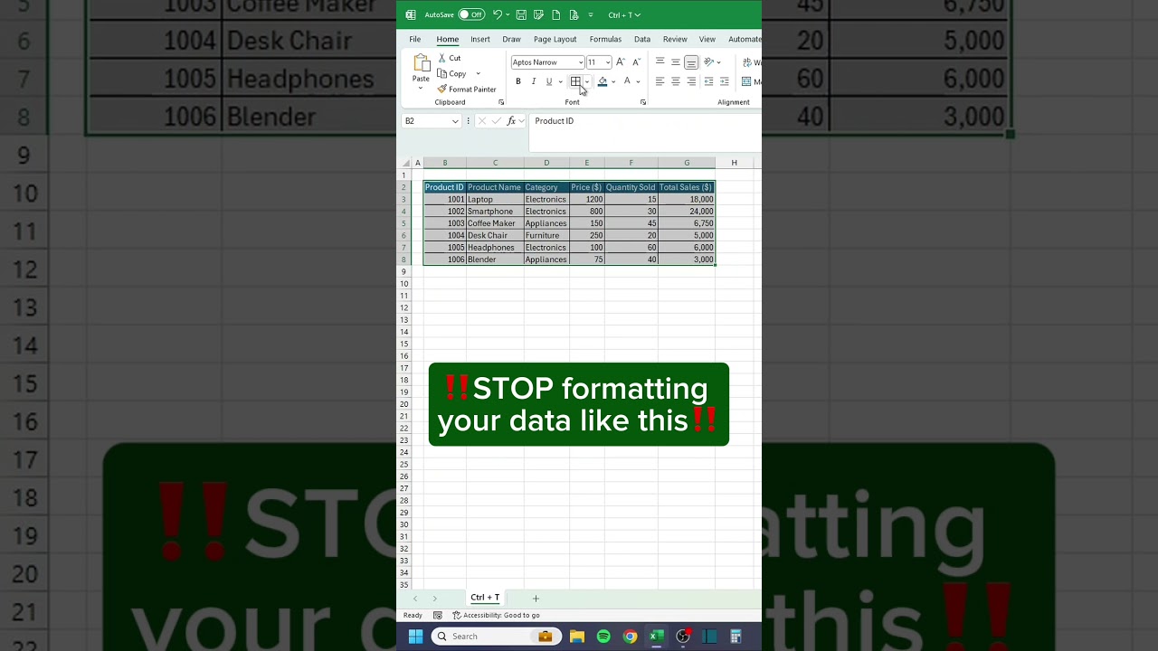 Ctrl + T in Excel‼️ #excel
