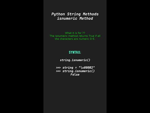 isnumeric Method - Python String Methods