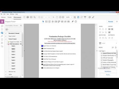 How to make a correction during a PDF accessibility check when it says Field Description failed
