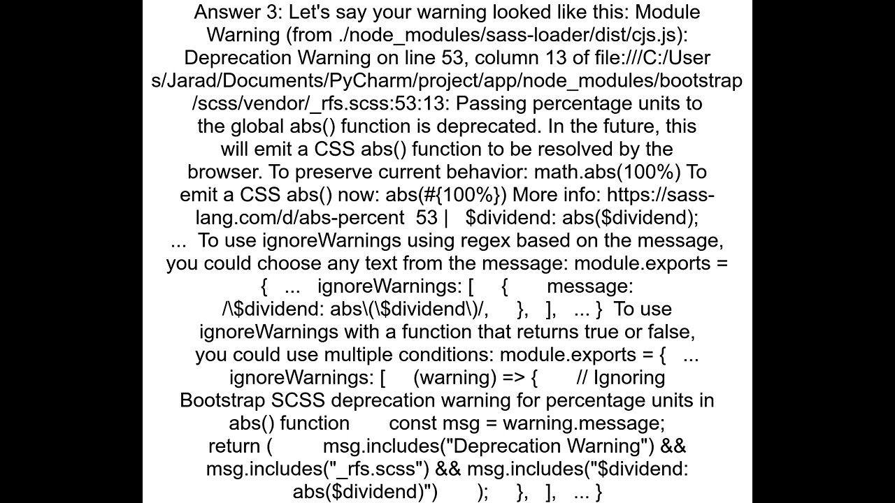 How to suppress warnings using webpack and post css