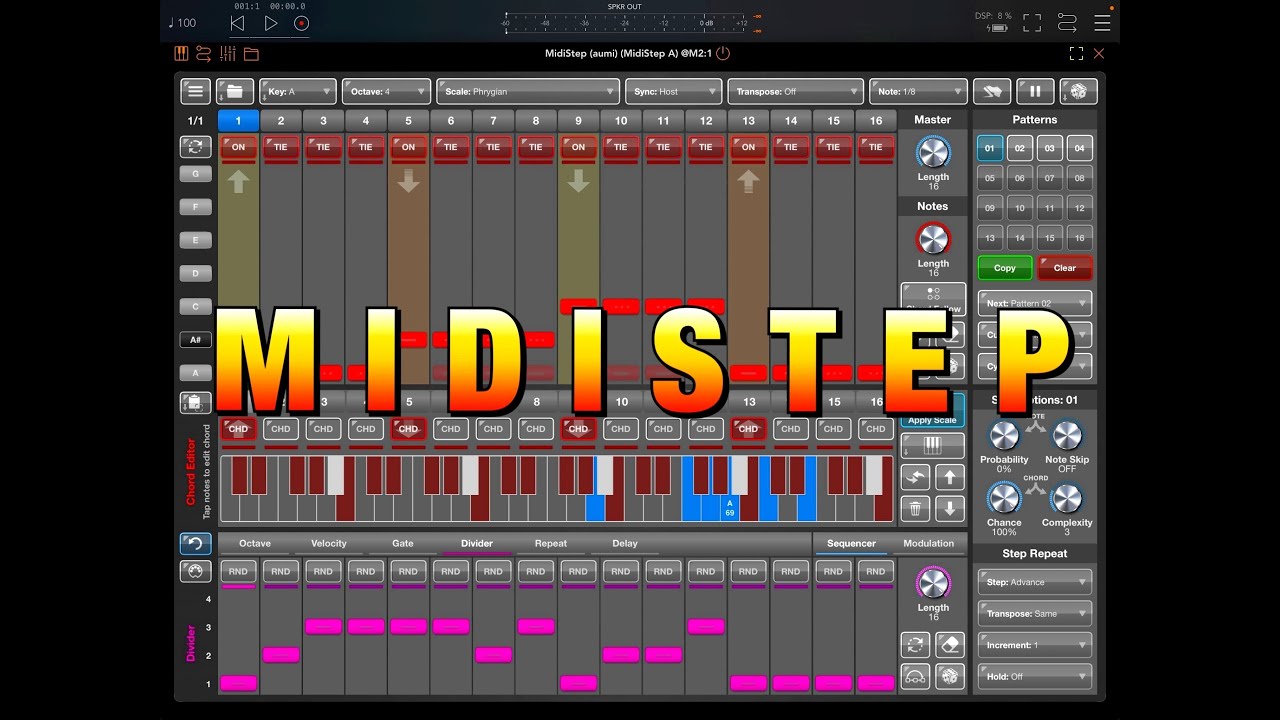 MidiStep - Powerful Aleatoric Step Sequencer - On SALE for a Limited Time - iPad