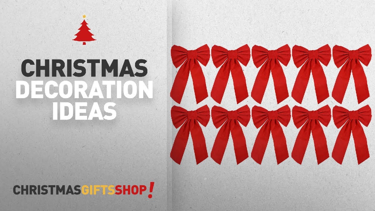 Top Christmas Decorations Bows: Red Velvet Christmas Bow 9-inch X 16-inch, 10 Pack of Holiday Bows