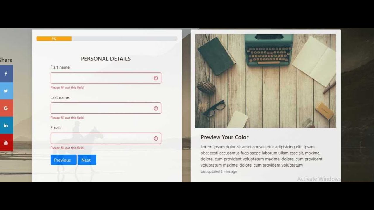 How to Create a Multi-steps JavaScript Form with a Progress Bar And Bootstrap 4 and en Francais