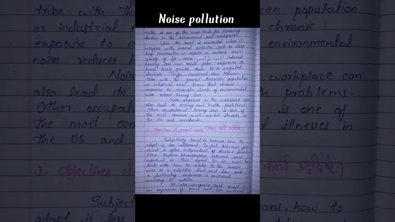 Noise pollution project Sound pollution project dhwani pradushan in english EVS environment project