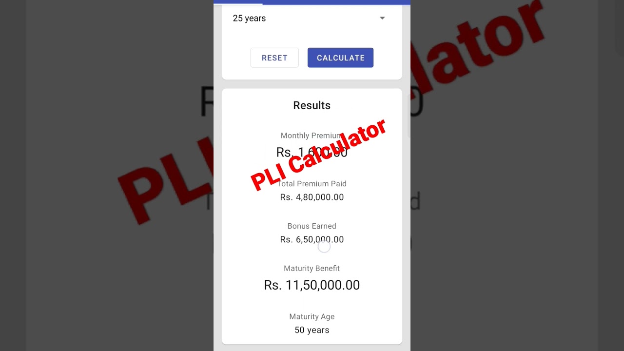 How to calculate PLI ??? in financial calculator app