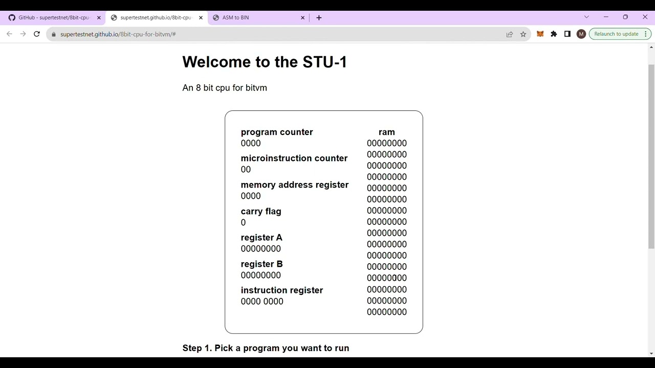 BitVM 8 bit CPU: Write Bitcoin programs in Assembly