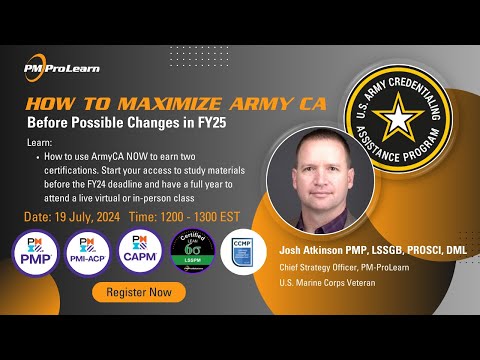 How to maximize Army CA for project management certifications in FY24 to finish a cert in FY25