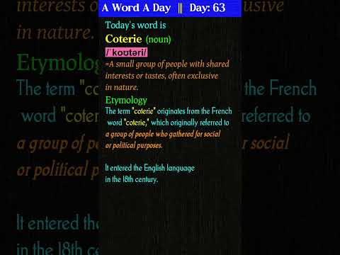 "Coterie" ~ Meaning, Etymology, Usage | English Word Meaning #vocabulary #improvevocabulary