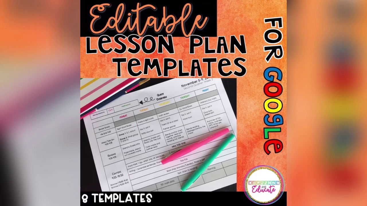 Editable Lesson Plan Templates for Google