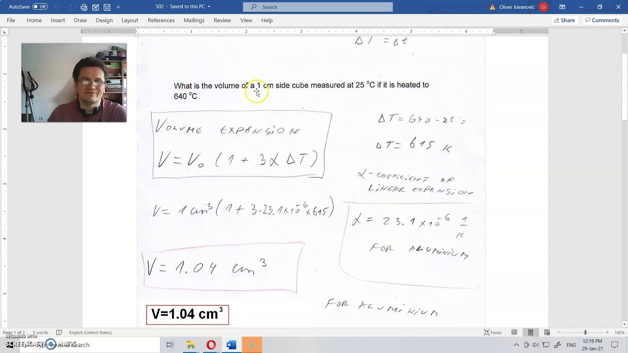 502. assignment (volumetric thermal expansion)