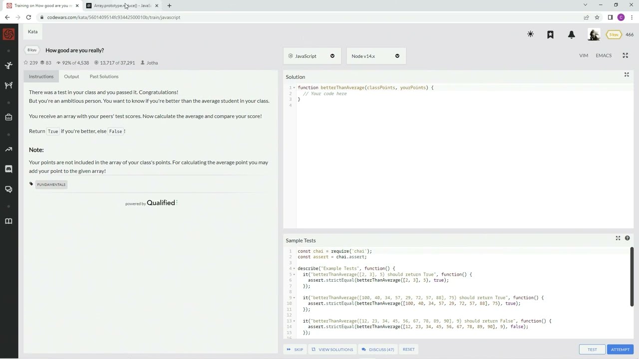 (Archived) Codewars 8 kyu How Good Are You Really? JavaScript