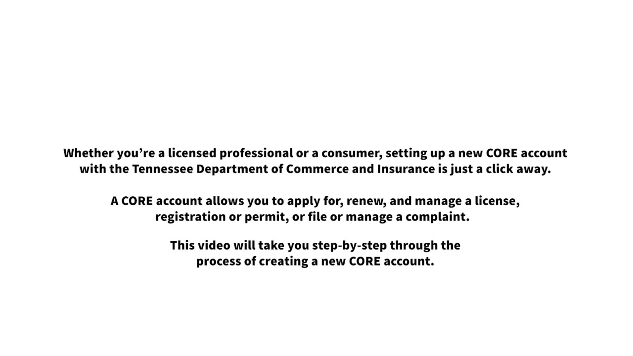 Register a New CORE Account