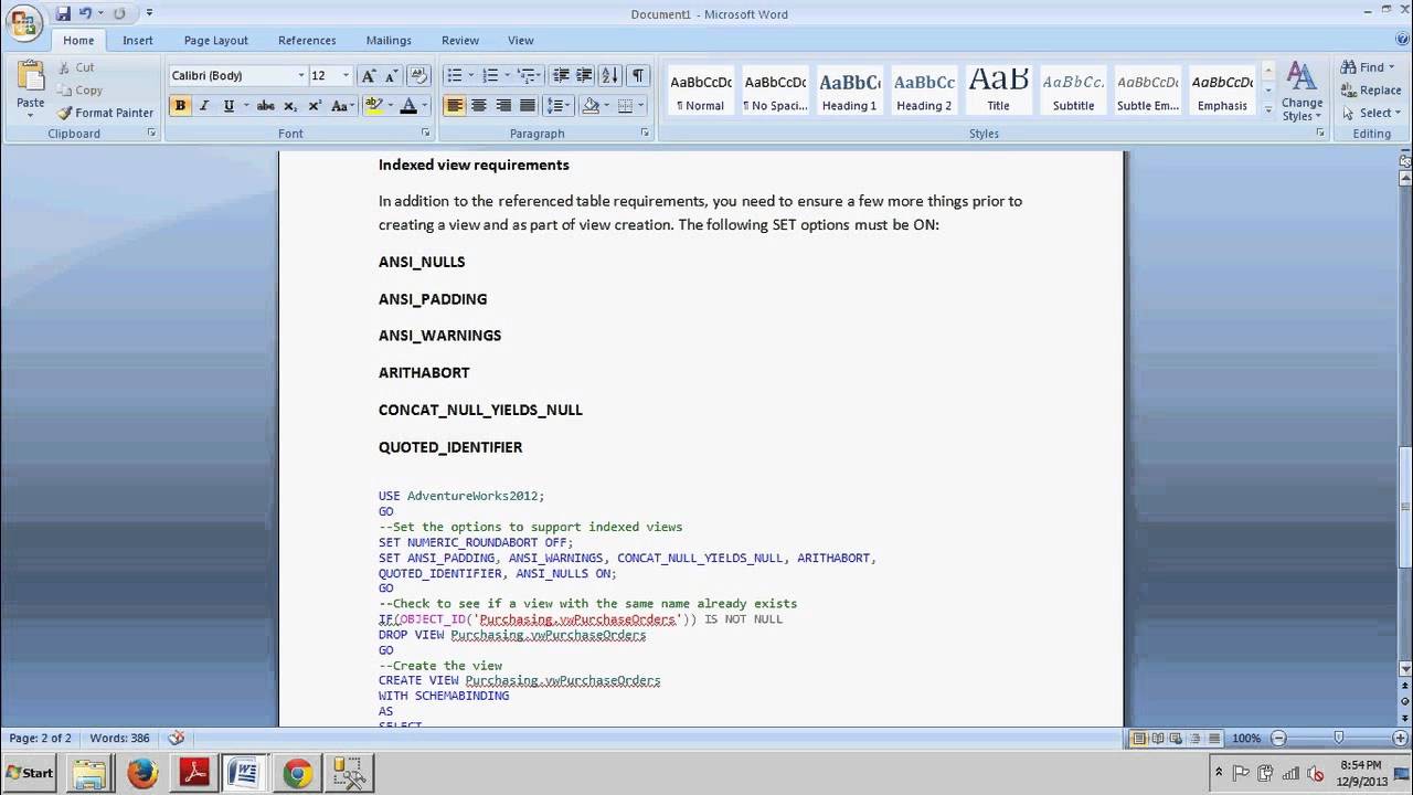 SQL Server tutorial 56: How to create an indexed view