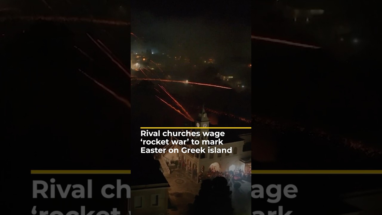 Rival churches wage 'rocket war' to mark Easter on Greek island | AJ #shorts