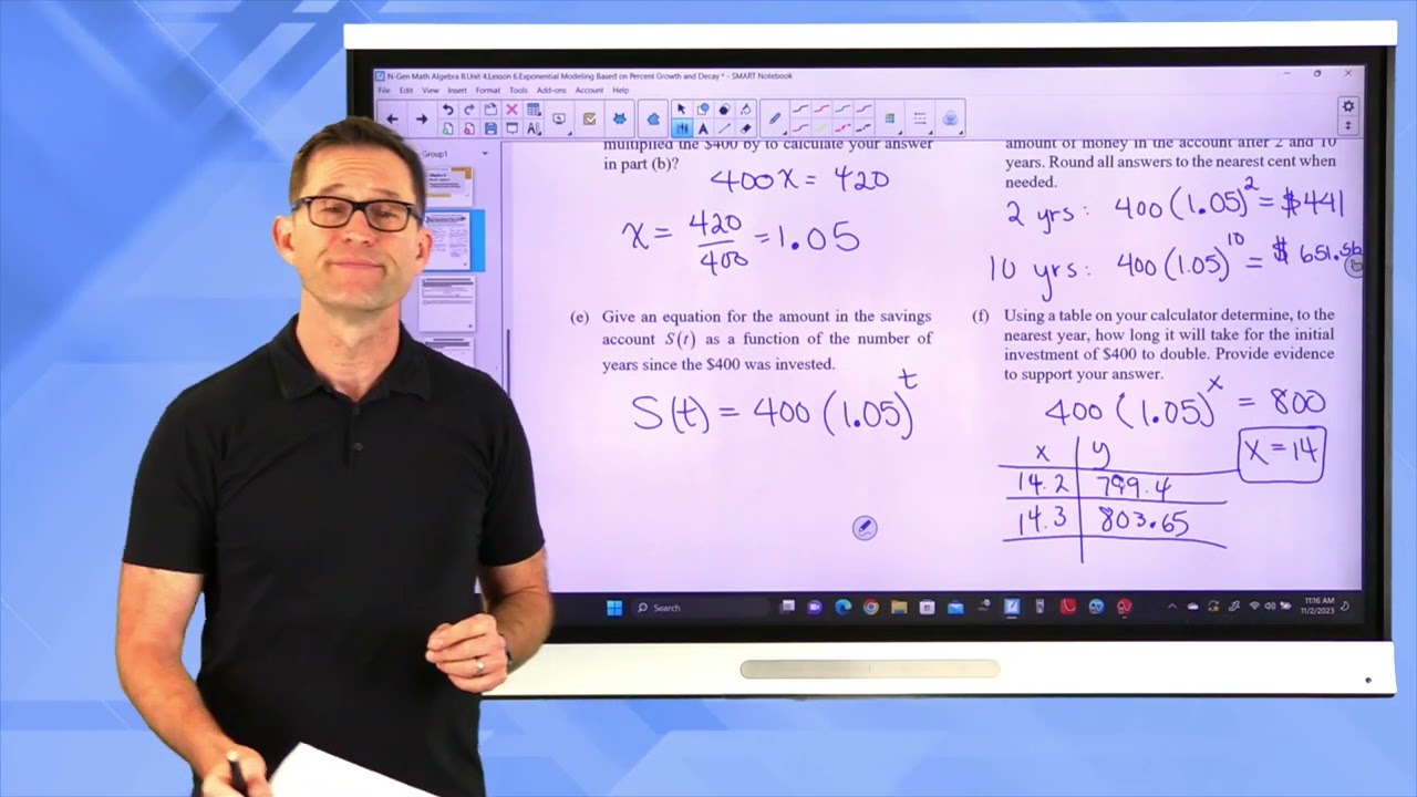 N-Gen Math Algebra II.Unit 4.Lesson 6.Exponential Modeling Based on Percent Growth and Decay