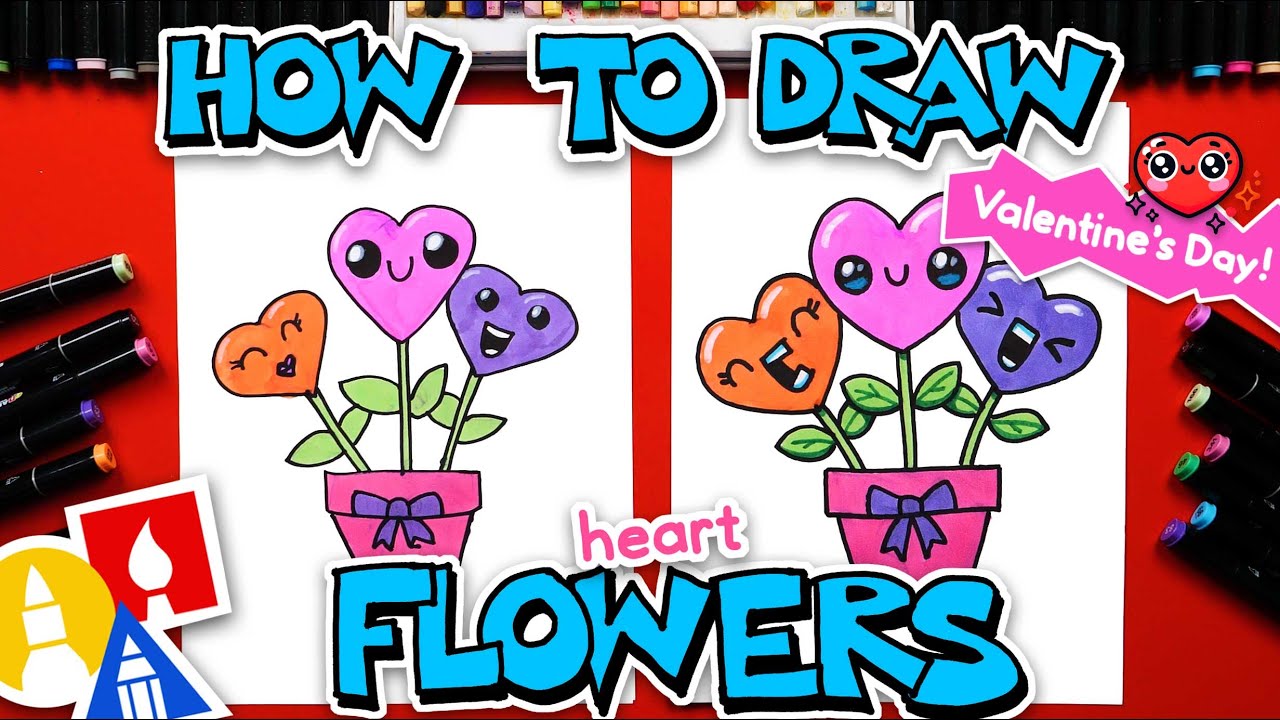 How To Draw Heart Flowers For Valentine's Day