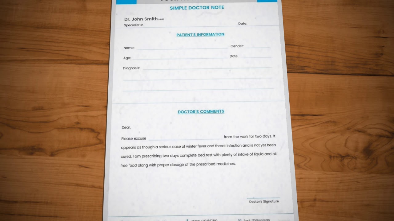 Funny Fake Doctors Note