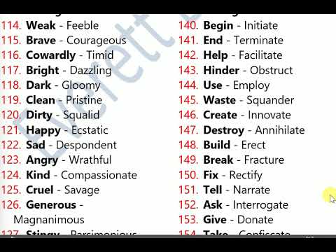 400 Common Synonyms words list.