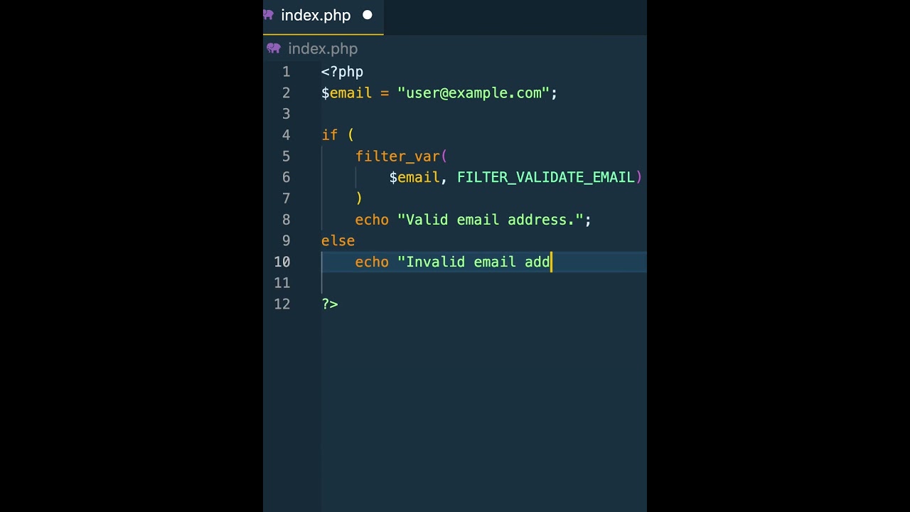 How to use filter_var() in PHP with 🚀🔍 #php  #filter_var #datavalidation  #phpdevelopment 