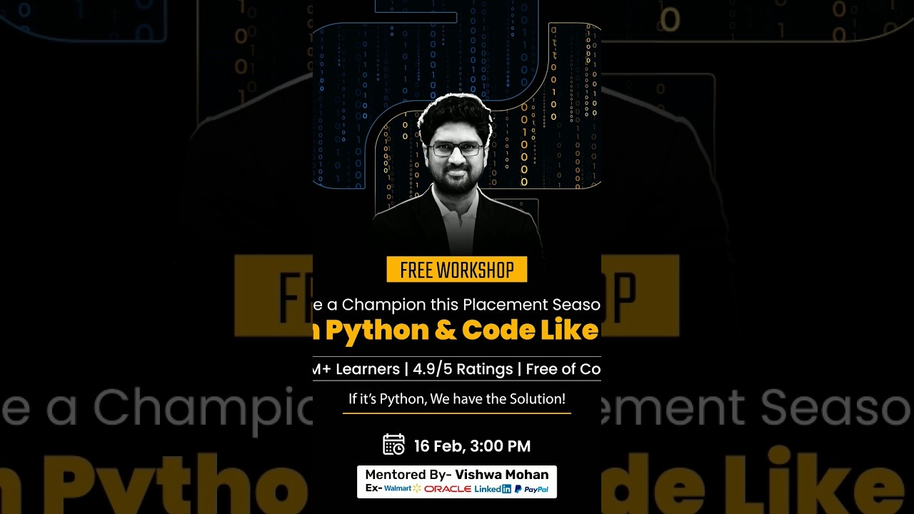 Learn Python and Code like pro. Join masterclass of Vishwa Mohan Singh on 16 Feb #python #coding