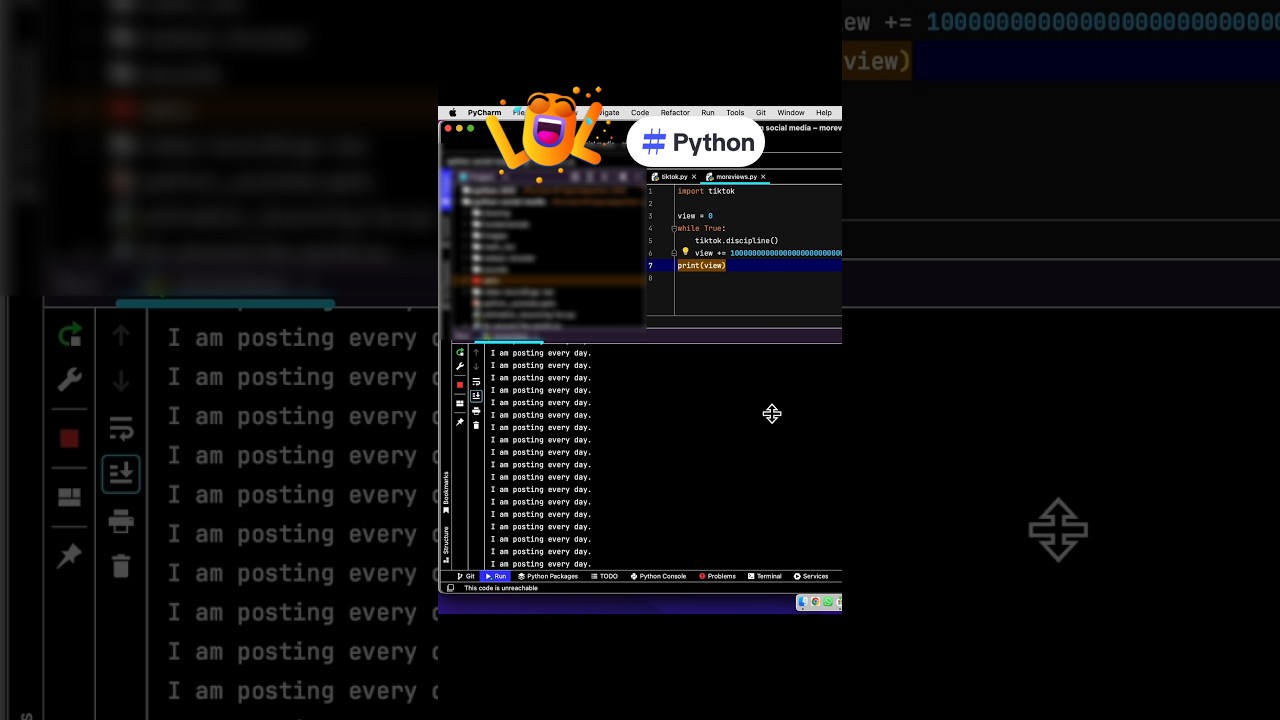 How to Get Millions of Views on Tiktok using Python coding #python #programming #nerd #coding