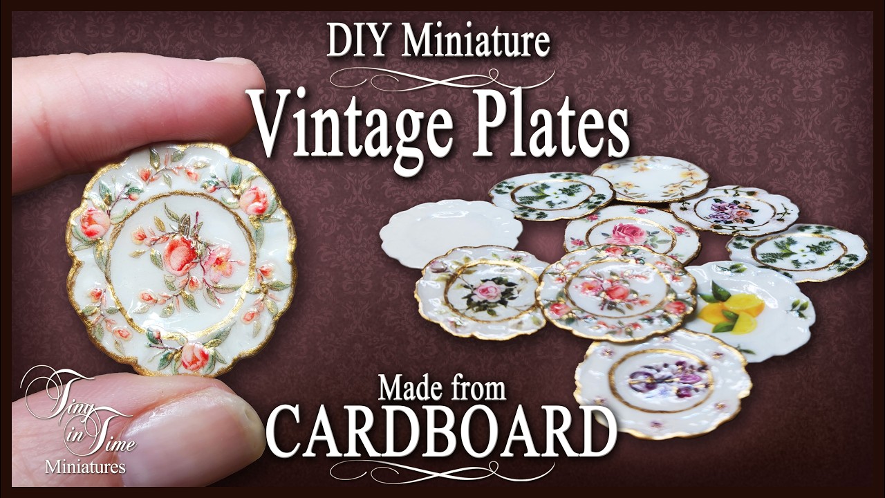 DIY Miniature Plates – Made From CARDBOARD! | 1:12 Scale Dollhouse Tutorial