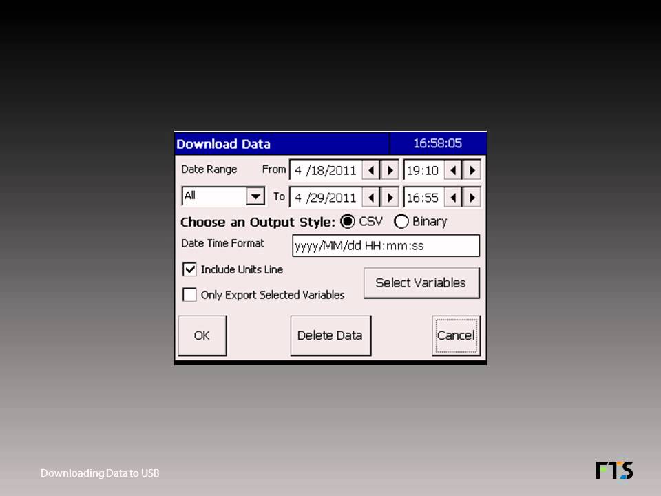 Downloading Data from the FTS Axiom Datalogger/DCP (CSV format)