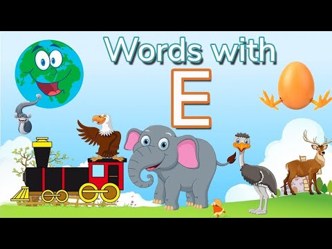 Words that start with 'E'| E for Elephant🐘, Egg🥚, Eggplant🍆, Eyes👀, Elevator 🛗|ABC for Preschoolers