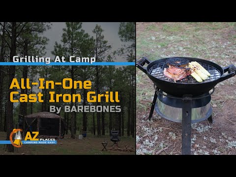 Grilling at Camp using the All-In-One Cast Iron Grill by Barebones