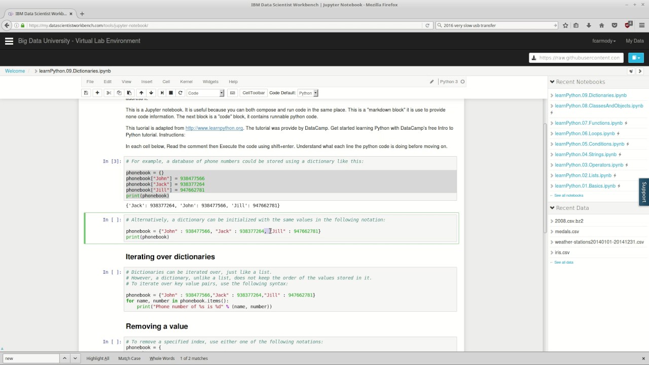 Learn Python : 09 : Dictionaries