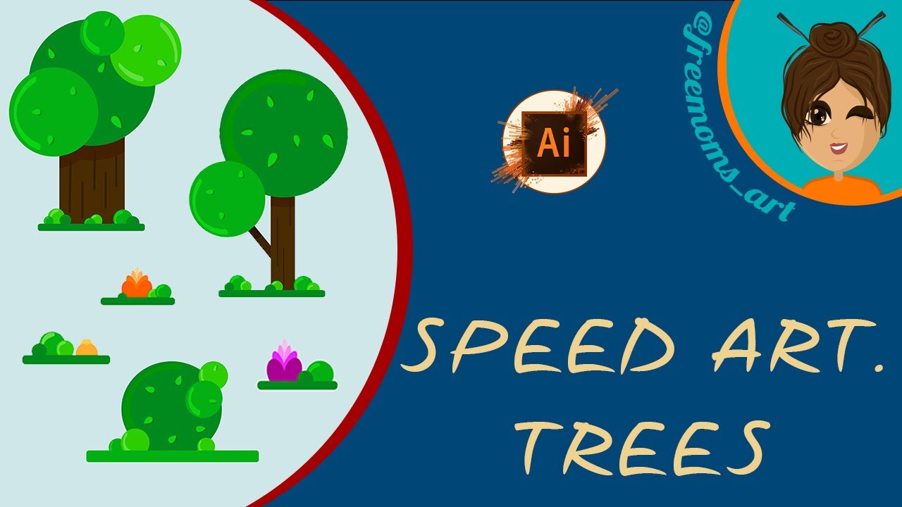 VECTOR ART SET OF TREES IN ADOBE ILLUSTRATOR 2022 | SPEED ART | VECTOR ILLUSTRATION | TIMELAPSE