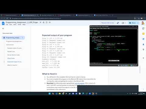 Python Socket Programming: UDP Pinger Client & Server Simulation on Linux Mininet Virtual Machine