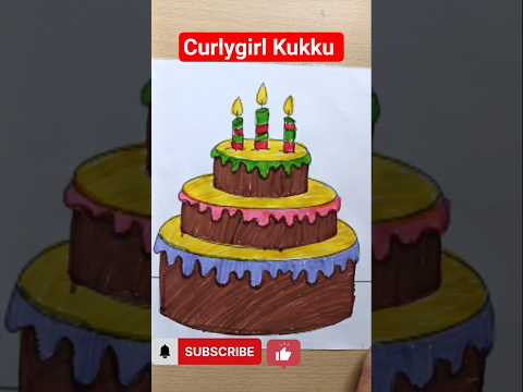 colour the cake with sketch colour #shorts #cake #drawing