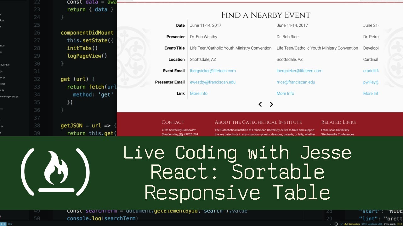 React: Sortable Responsive Table - Live Coding with Jesse