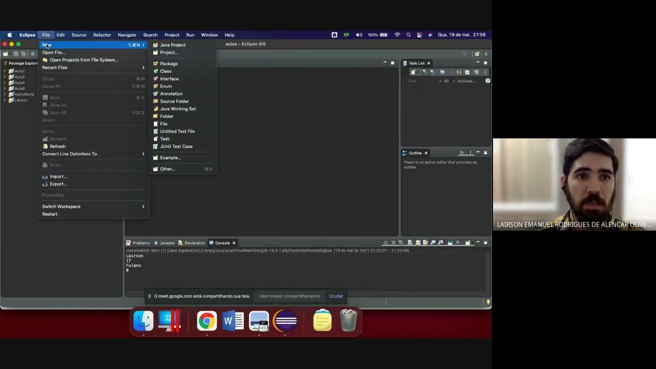 Como criar um projeto Java, classes e objetos no eclipse
