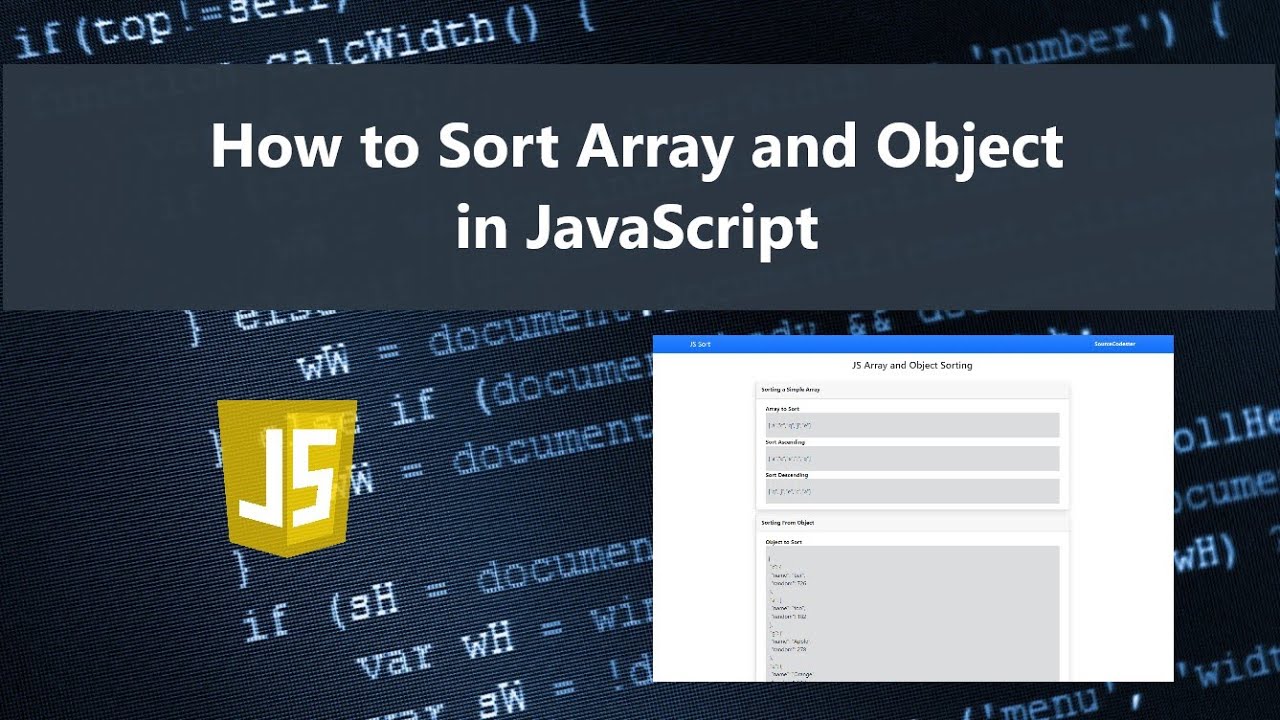 Sorting Array and Object Data in JavaScript Tutorial Demo