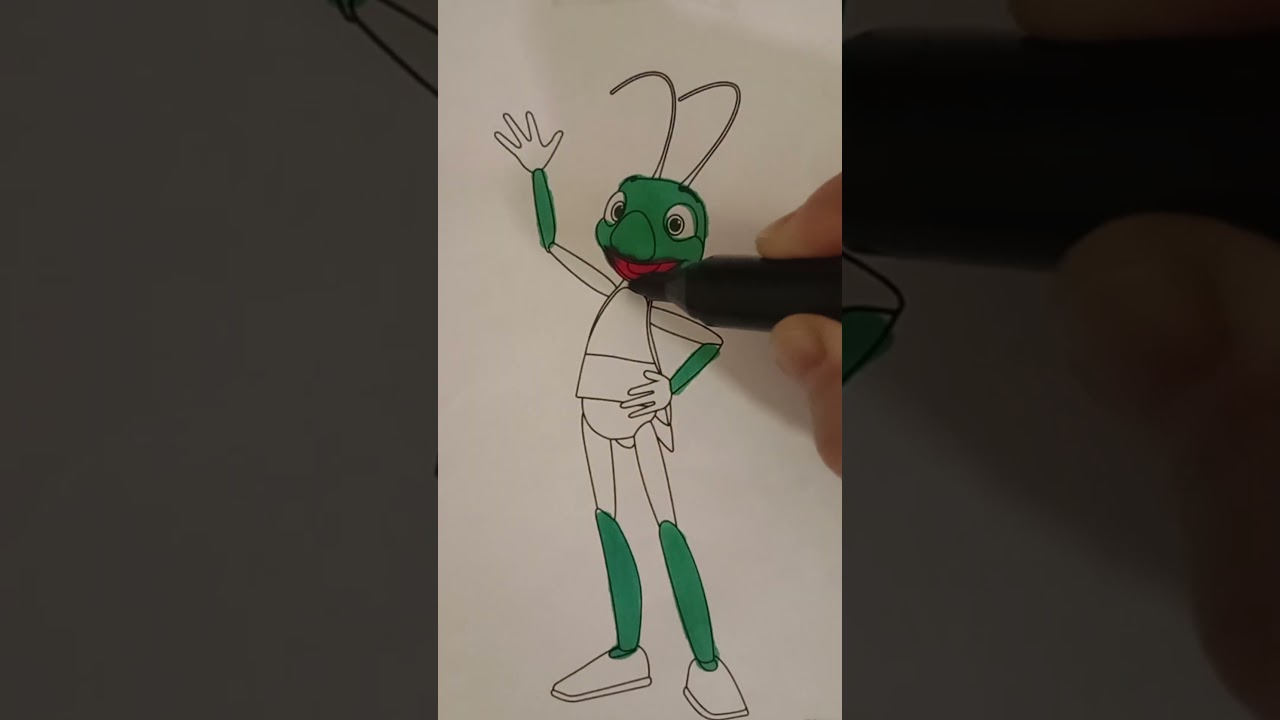 Kuzya the Grasshopper coloring page 🦗🎨 #paintstudio #art #colors#grasshopper#Trent #marker #colorin